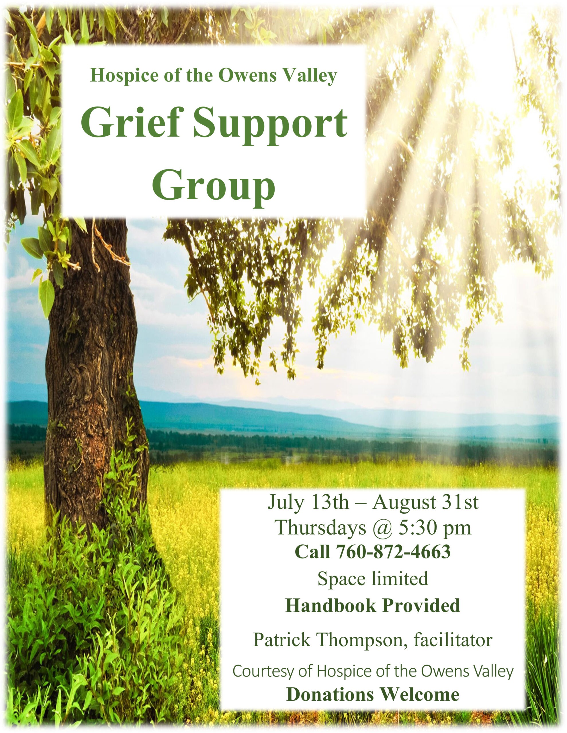 Hospice of the Owens Valley to Host Grief Support Group July 13, 2023 ...