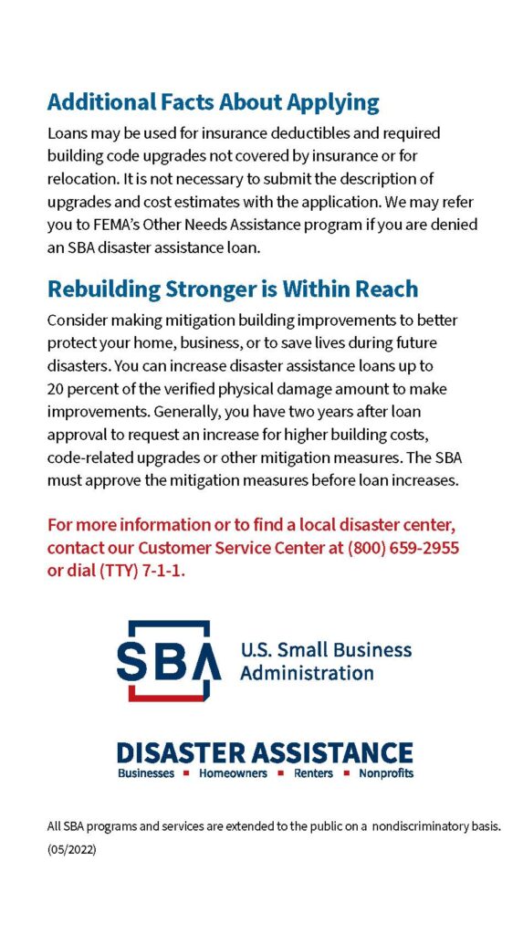 SBA PUBLIC INFORMATION ANNOUNCEMENT - 3 STEPS TO SBA DISASTER ...