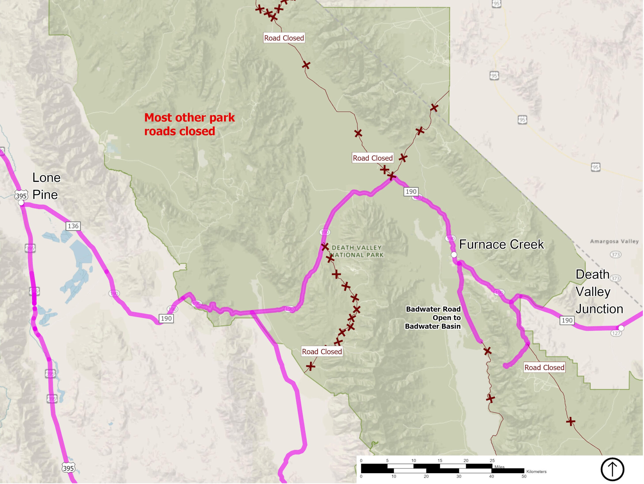 Map of Death Valley Roads Reopening October 15, 2023 - Sierra Wave ...